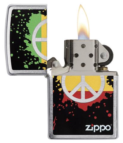 Zippo - Brushed Chrome Peace Splash - Windproof Lighter