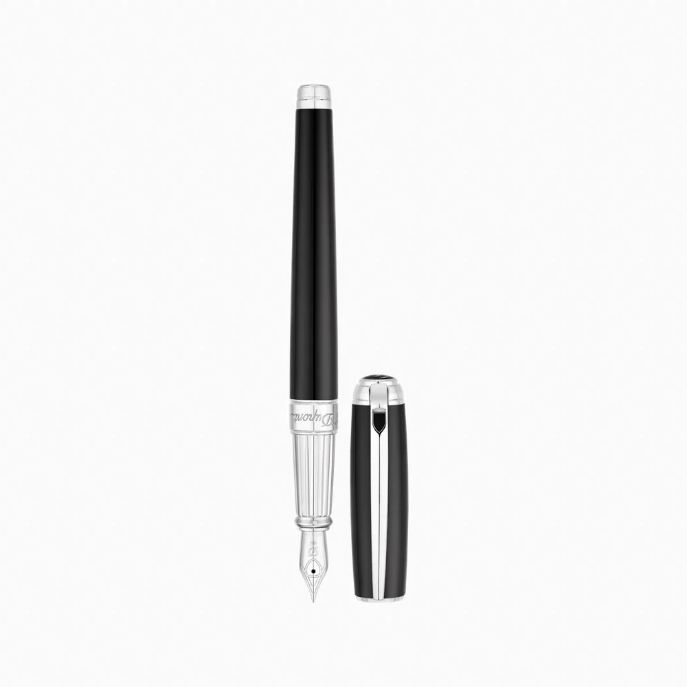 S.T. Dupont Line D Fountain Pen - Medium - Black & Palladium