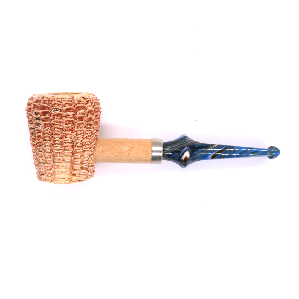 Corn Cob Big Boy Blue and White Pipe