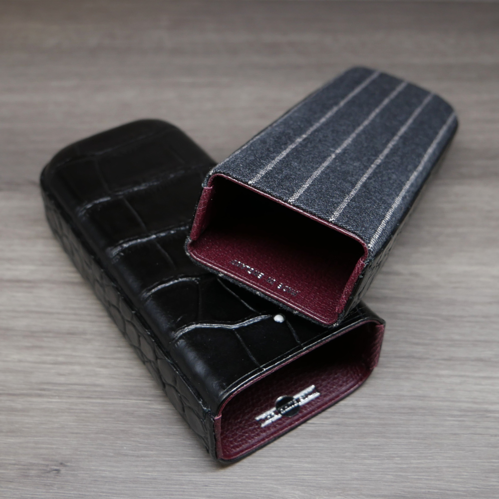 Dunhill Highland Cigar Case - Black/Grey - Fits 2 Cigars
