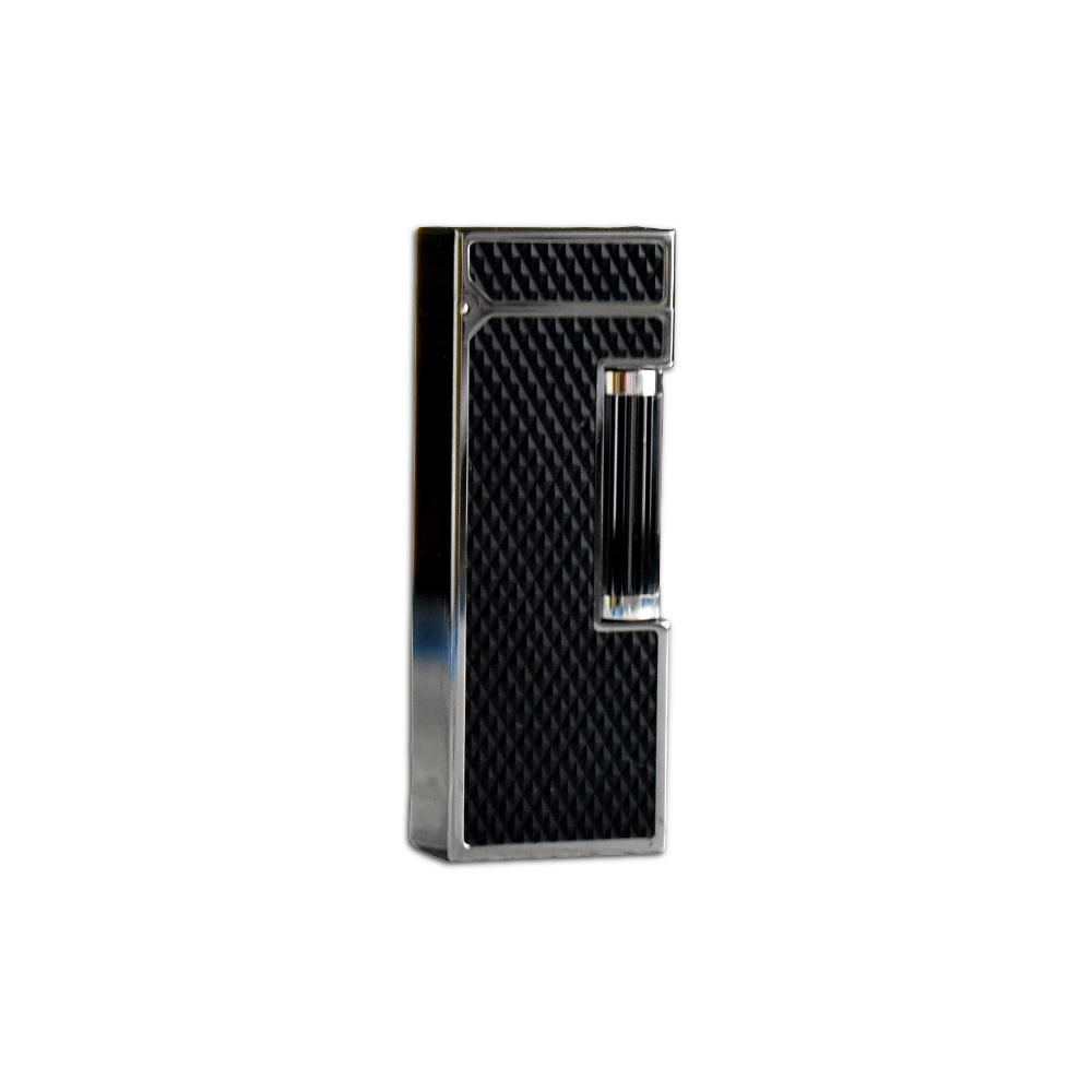 Dunhill - Diamond Pattern Black Resin Ruthenium Plated Rollagas Lighter