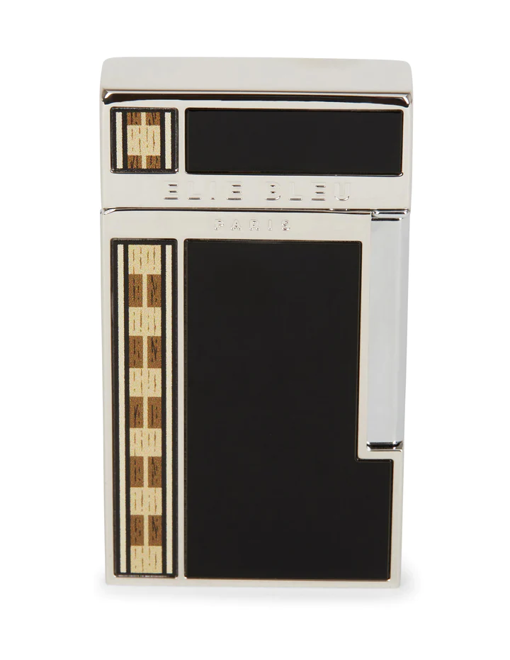 Elie Bleu Diamond Jetflame and Marquetry Alba Pocket Lighter - Black