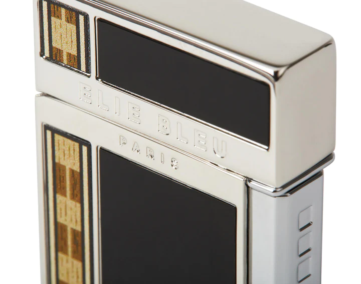 Elie Bleu Diamond Jetflame and Marquetry Alba Pocket Lighter - Black