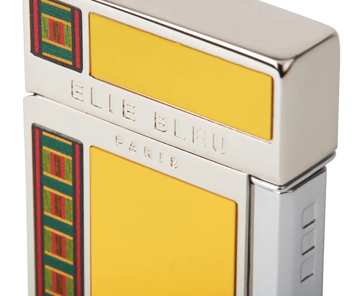 Elie Bleu Diamond Jetflame and Marquetry Alba Pocket Lighter - Yellow