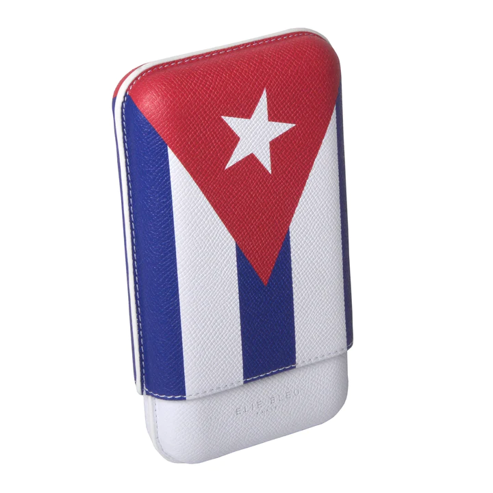 Elie Bleu - Large Cuban Flag Leather Cigar Case - 3 Cigars – up to 64 ...