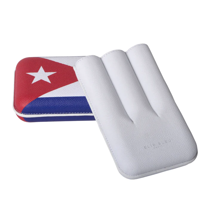 Elie Bleu - Large Cuban Flag Leather Cigar Case - 3 Cigars – up to 64 ...