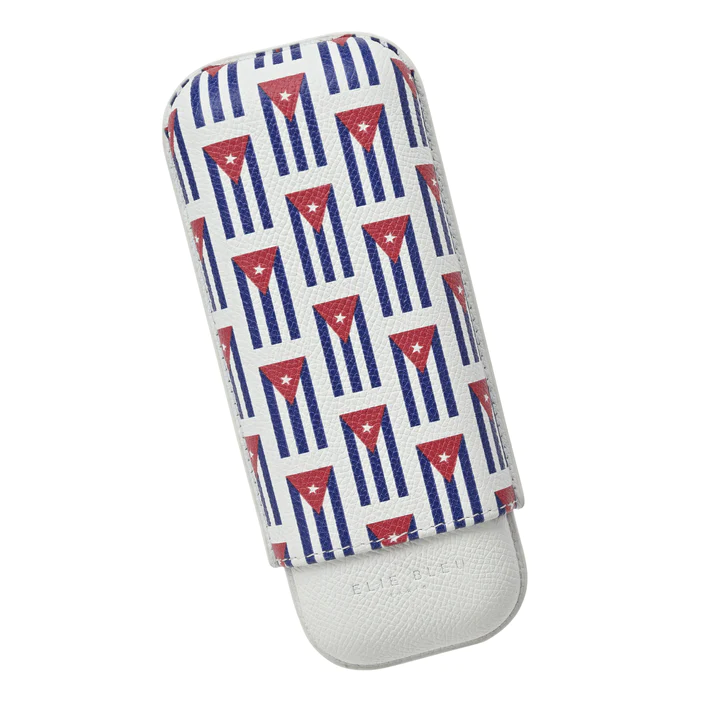 Elie Bleu - Small Cuban Flag Leather Cigar Case - 2 Cigars up to 64 ...