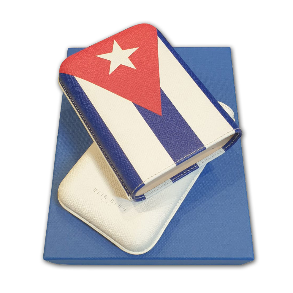 Elie Bleu – Large Cuban Flag Cigar Case - 3 Cigars – up to 64 ring gauge