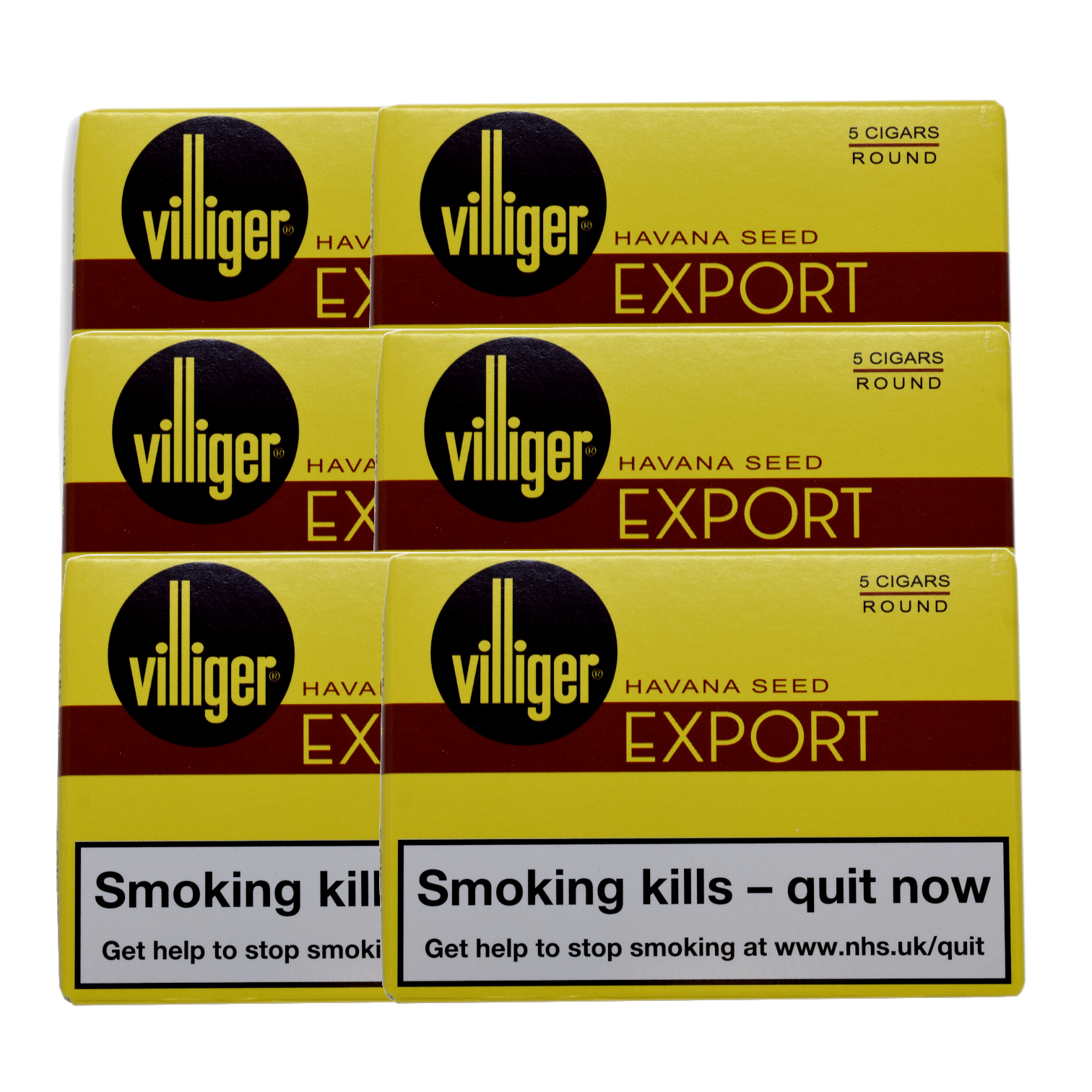 5 + 1 Villiger Export Round Cigars - 6 Packs of 5 (30 Cigars)