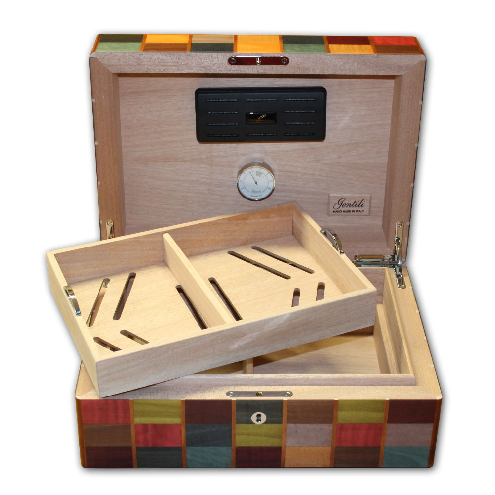 Gentili Carnival Inlay Finish Cigar Humidor – 75 cigars capacity