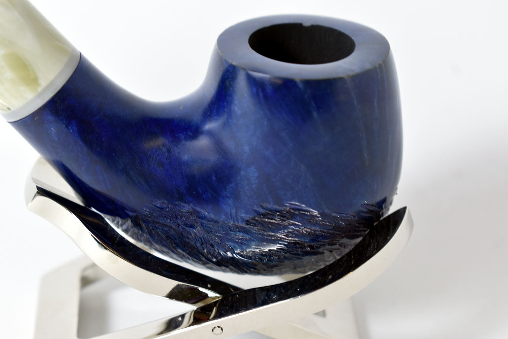 Hanseatic Blue Smooth Fishtail 9mm Filter Pipe (HP018)