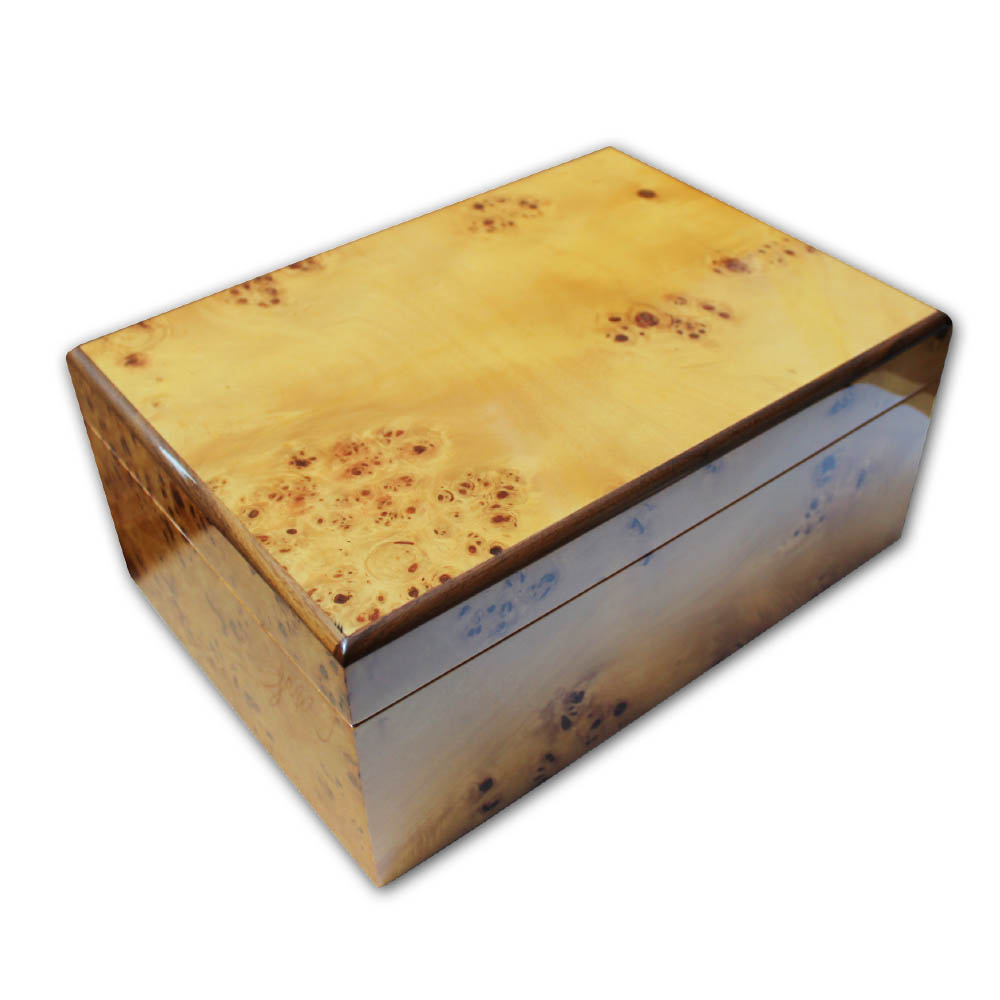 Veneer Light Burl with High Lacquer Wood Chester Humidor - 25 Cigar ...