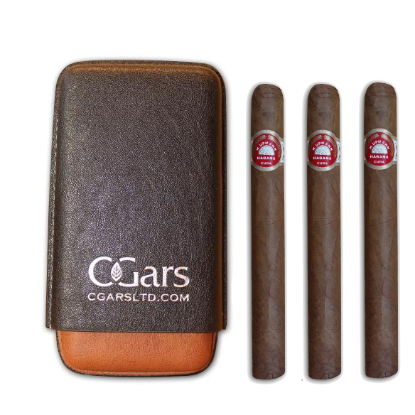C.Gars Two Tone Leather Cigar Case with H. Upmann Majestic Sampler