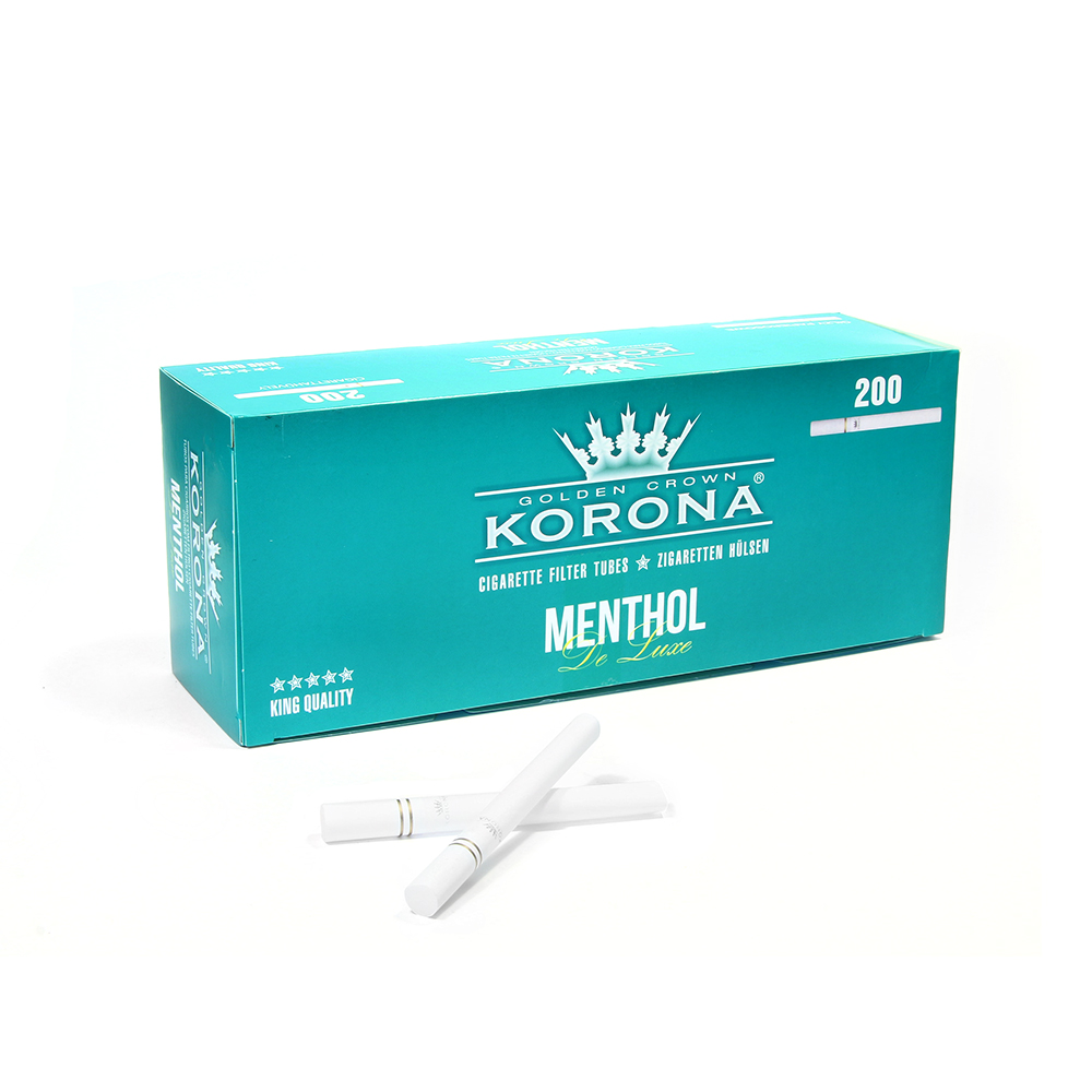 Korona King Size De Luxe Menthol Tubes - Pack of 200 Tubes