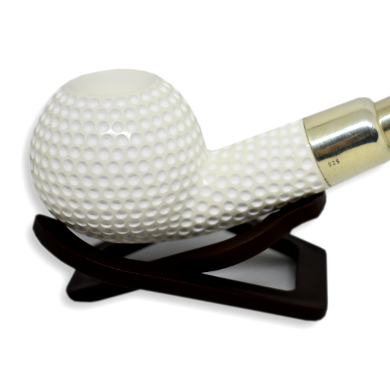 Meerschaum Golf Ball Textured Sterling Silver Pipe (MEER20)