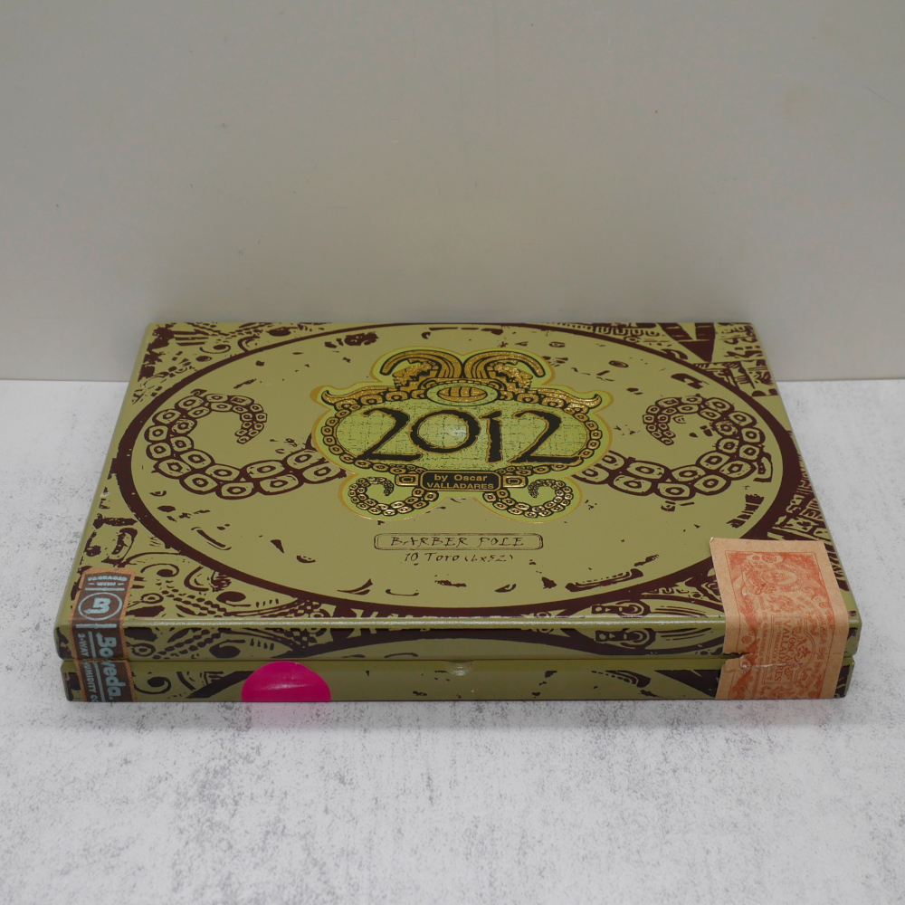 Empty Oscar Valladares 2012 Barber Pole Toro Cigar Box