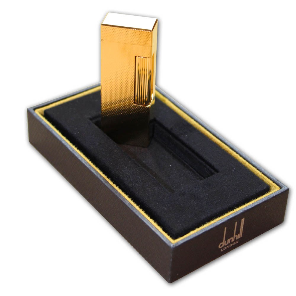 Dunhill Rollagas Lighter - Gold Plated, Barley Finish
