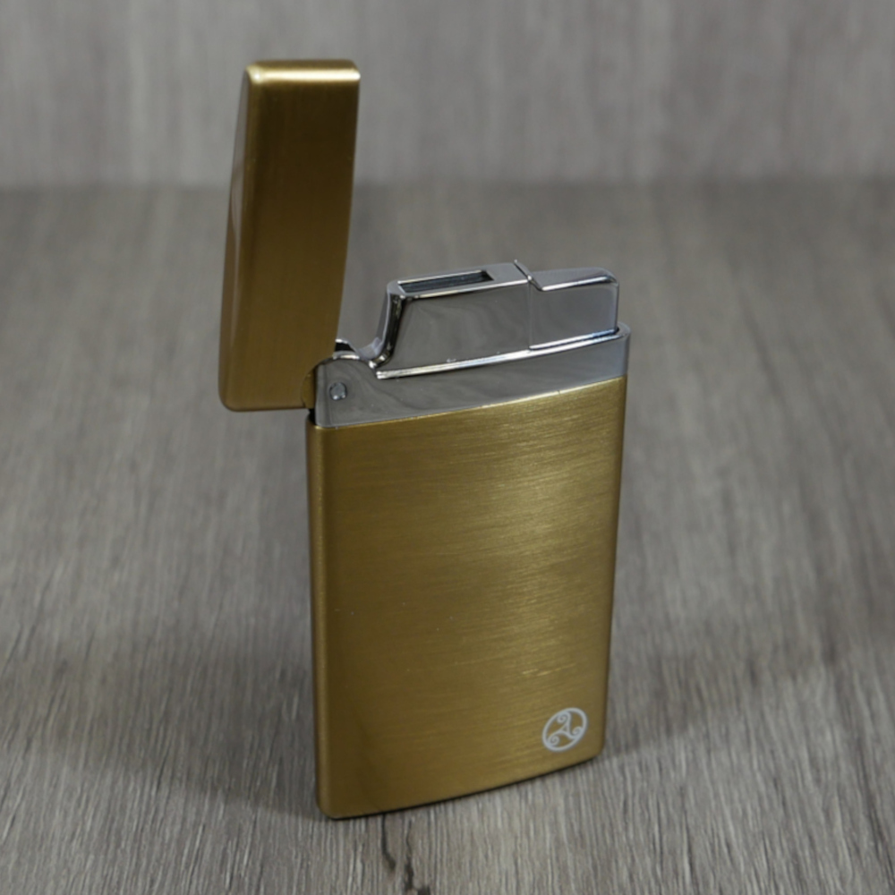 Rattrays Alfie Flat Jet Flame Lighter - Gold Satin