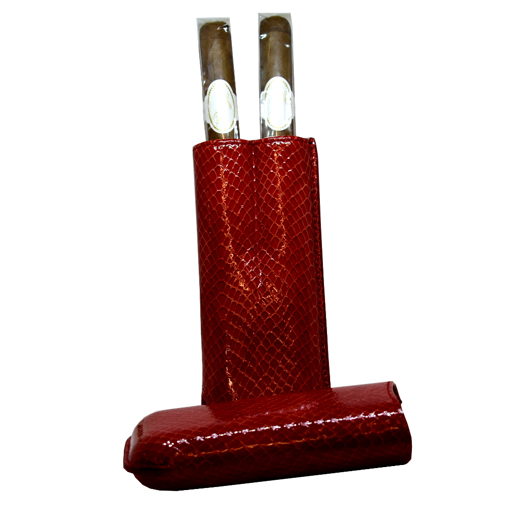 Recife Red Textured Cigar Case - 2 Cigar Capacity