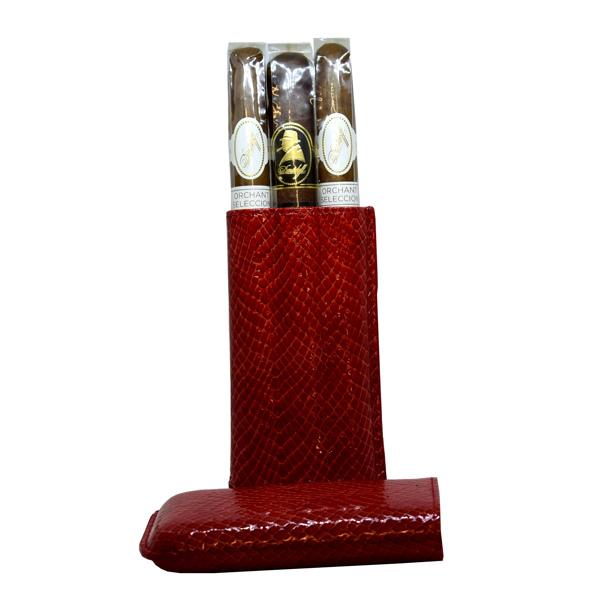 Recife Red Textured Cigar Case - 3 Cigar Capacity