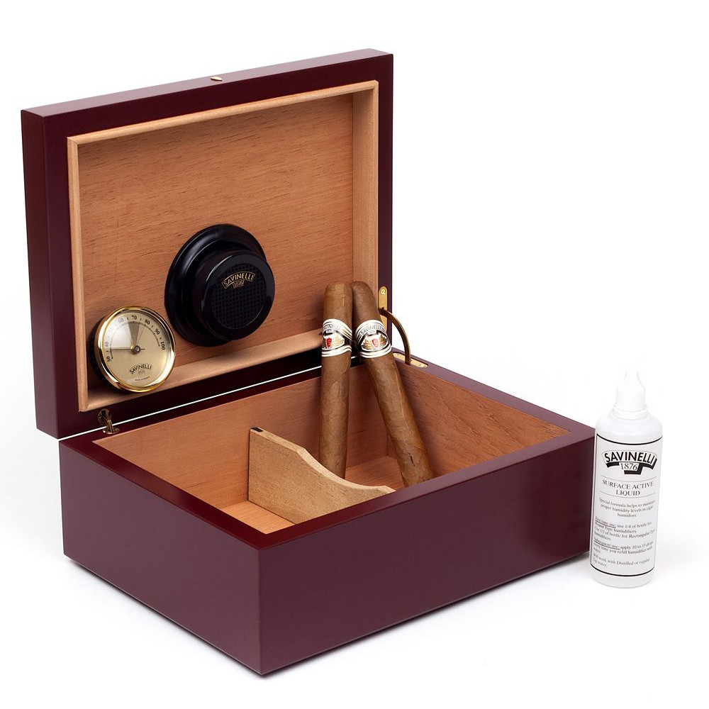 Savinelli Burgundy Laquered Humidor - 30 Cigar Capacity