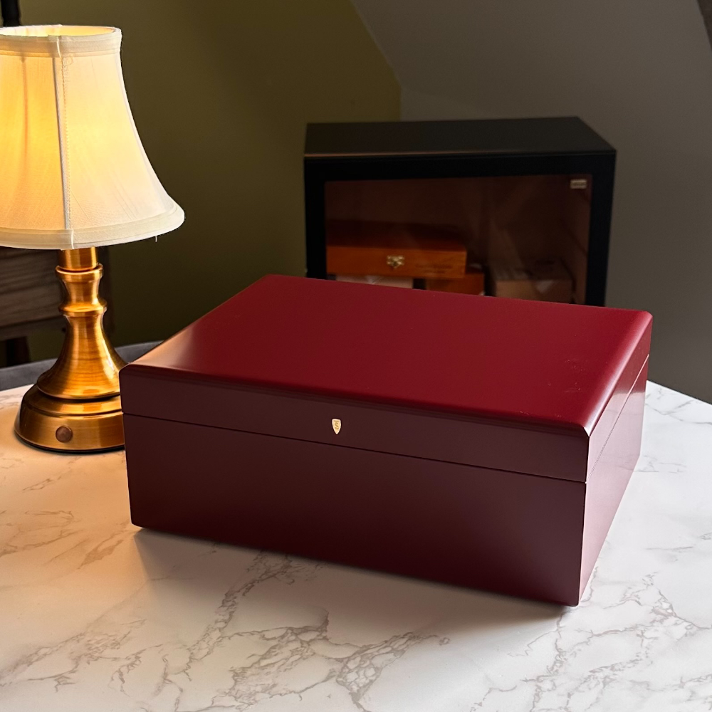 Savinelli Burgundy Laquered Humidor - 30 Cigar Capacity