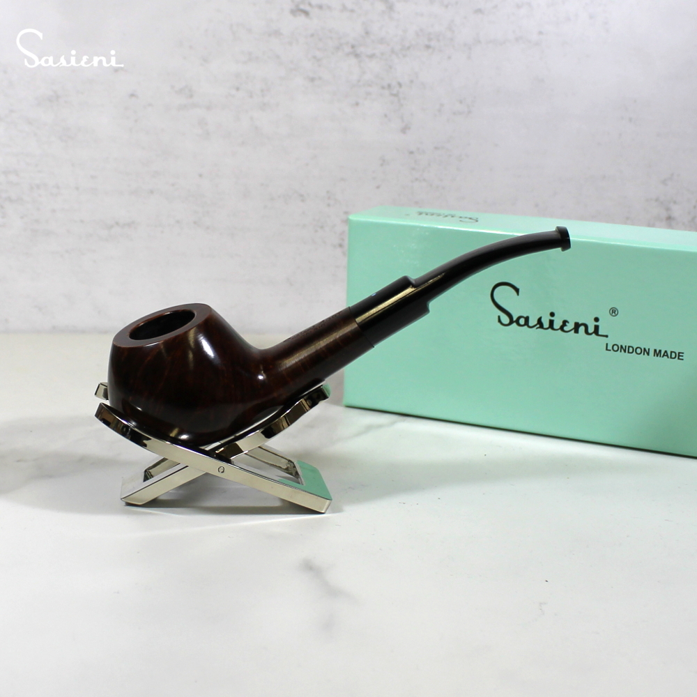 Sasieni 4 Dot Natural Metal Filter Fishtail Pipe (SAS037)
