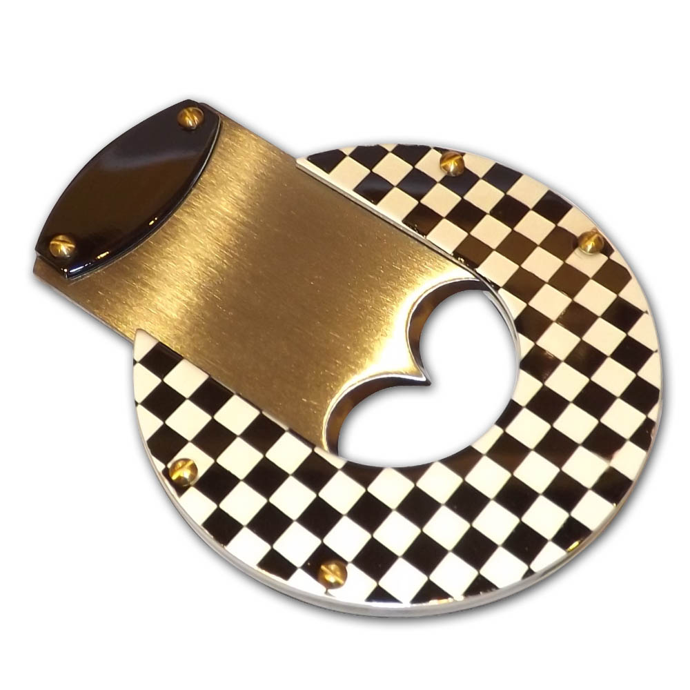 Slim Round Cigar Cutter – Checkered Pattern