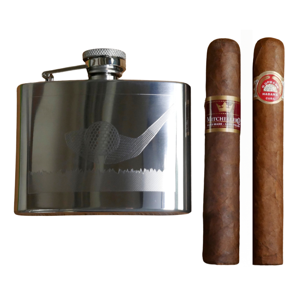 18 Hole Golf Sampler - Leisure - 2 Cigars and Flask