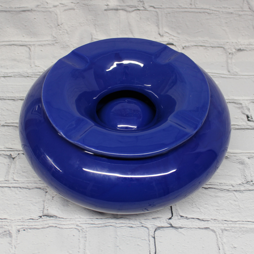 Large Ceramic Cigar Ashtray - Handmade By Val Pottery - Blue