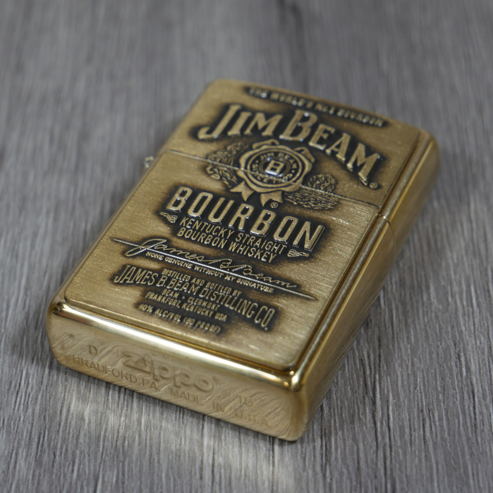 Zippo - Jim Beam Label Brass Emblem - Windproof Lighter