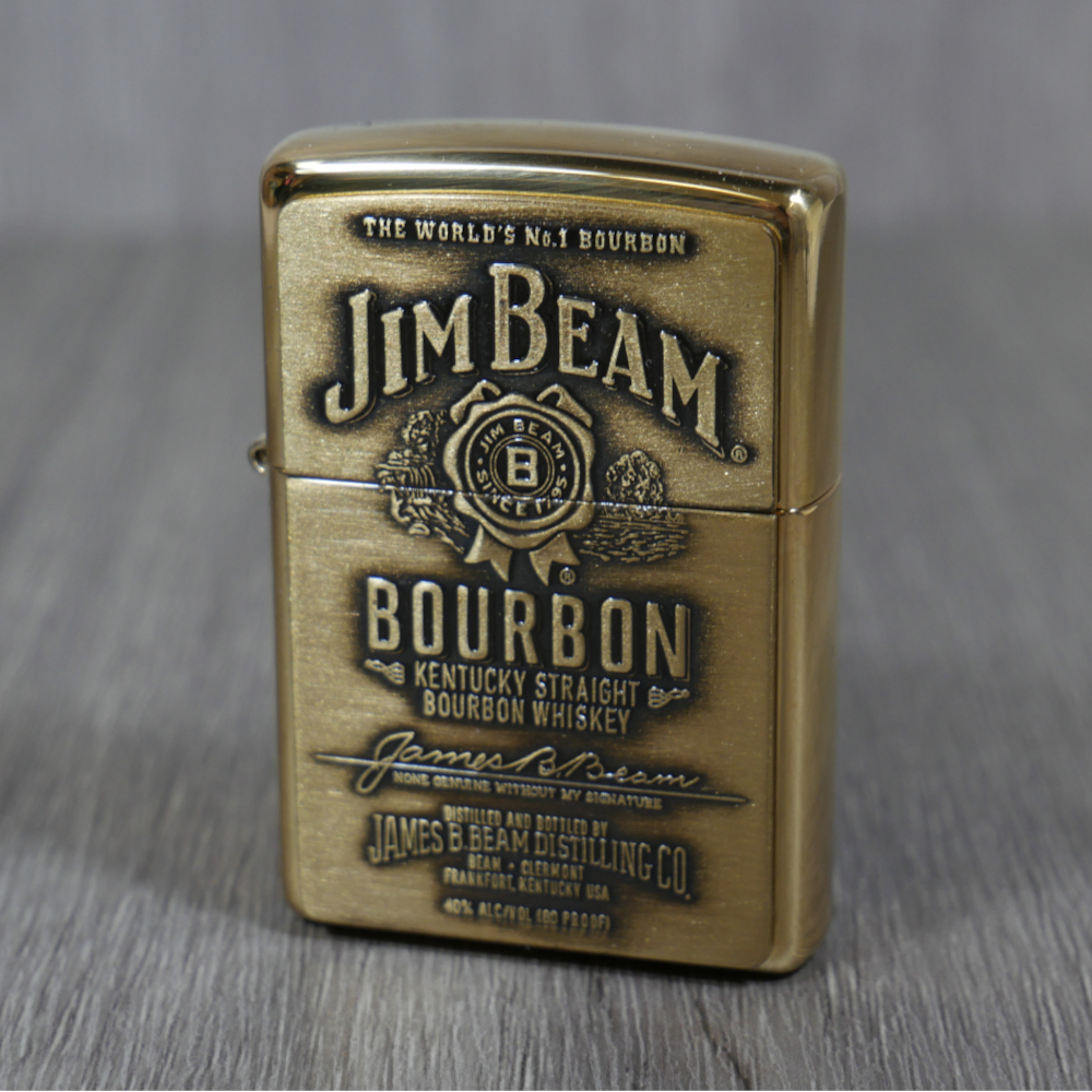 Zippo - Jim Beam Label Brass Emblem - Windproof Lighter