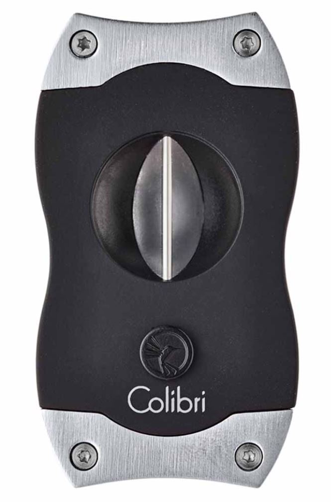 Colibri V-Cut Cigar Cutter - Black and Brushed Chrome