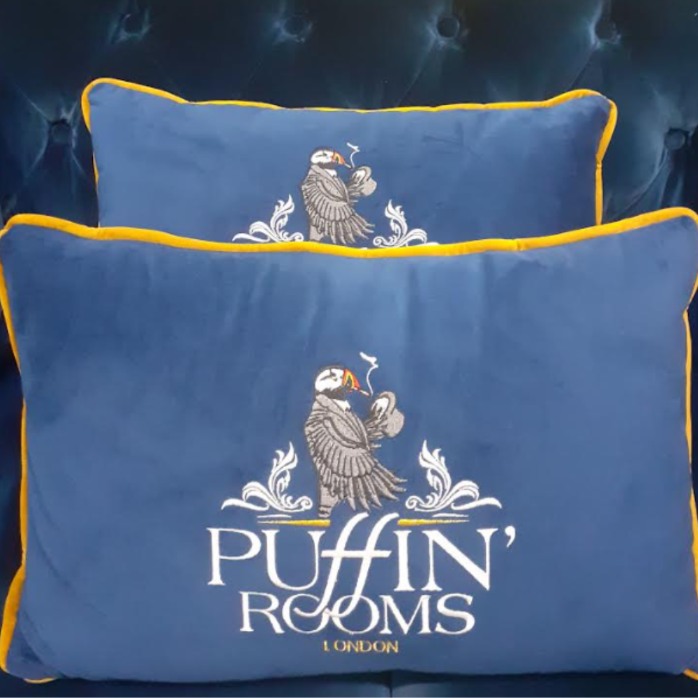 Puffin Rooms Branded Rectangle Velour Cushion