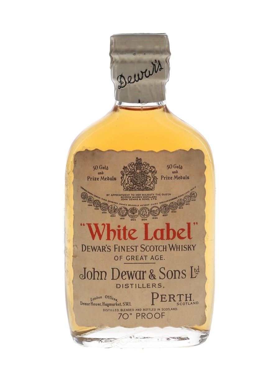 Dewars White Label Spring Cap Bottled 1950s Miniature - 40% 5cl