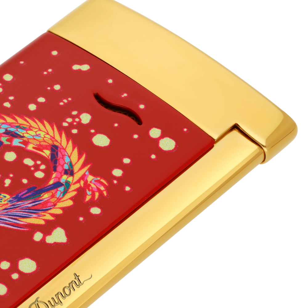 ST Dupont Limited Edition Slim 7 - Dragon Lighter Burgundy and Golden