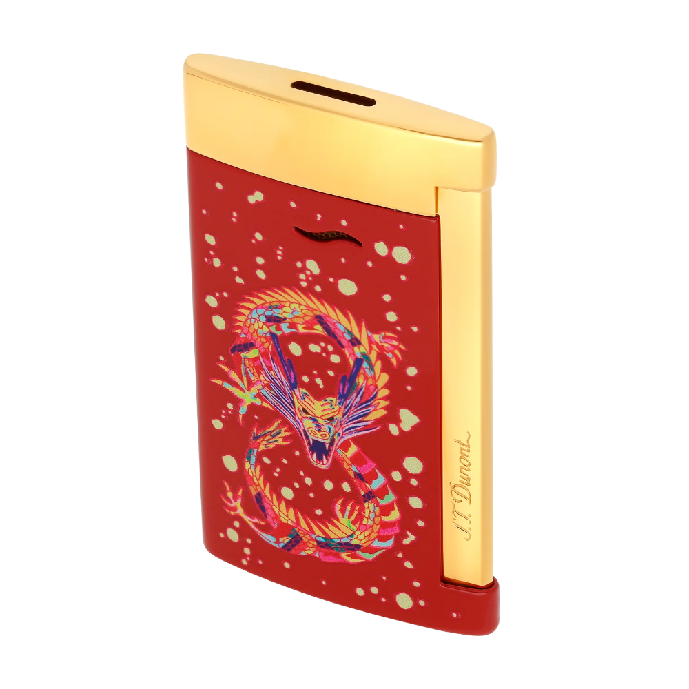 ST Dupont Limited Edition Slim 7 - Dragon Lighter Burgundy and Golden