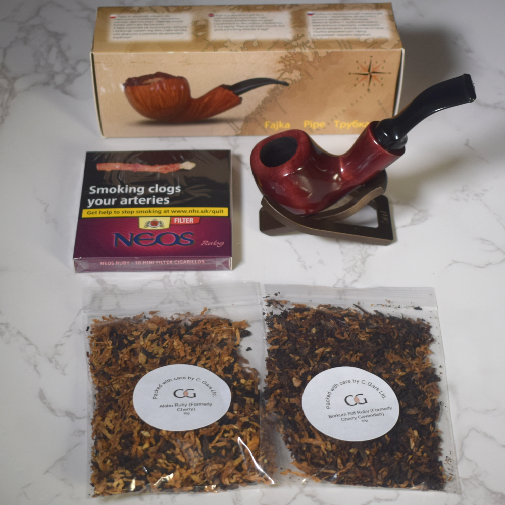 Bens Mr Brog Birdie 311 Smooth 9mm Filter & Ruby Pipe Tobacco Sampler - 20g