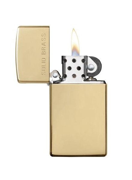 Zippo - High Polished Brass Slim Solid Brass - Windproof Lighter