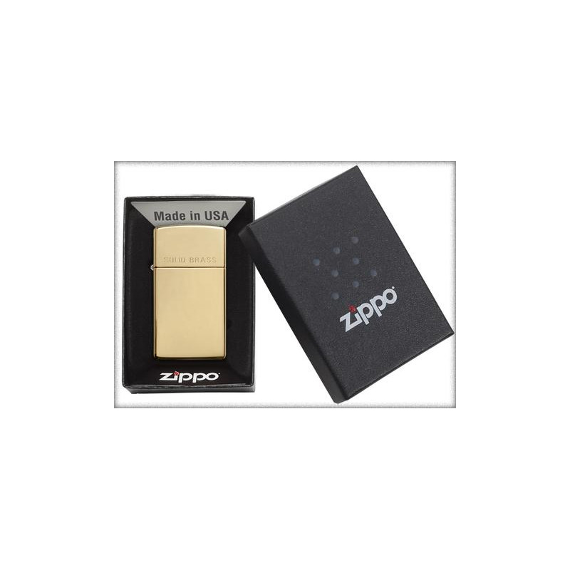 Zippo - High Polished Brass Slim Solid Brass - Windproof Lighter
