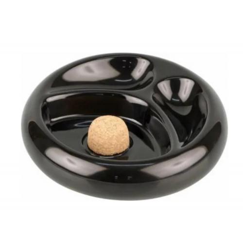 Ceramic Shiny Black Two Rests Pipe Ashtray & Cork Knocker