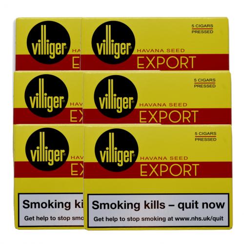 5 + 1 Villiger Export Pressed Cigars - 6 Packs of 5 (30 Cigars)