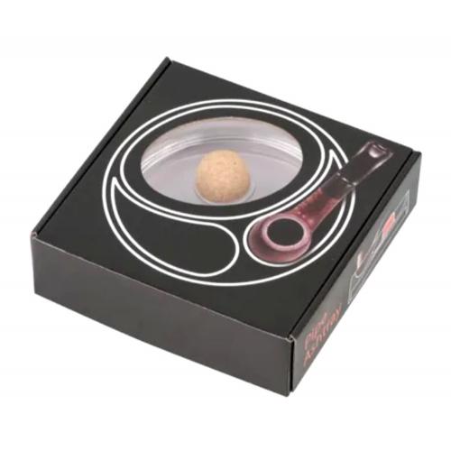 Clear Glass Round Pipe Ashtray With 2 Pipe Rests & Cork Knocker