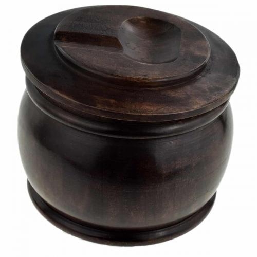 Tobacco Jar With Pipe Rest In Lid - Dark Camwood