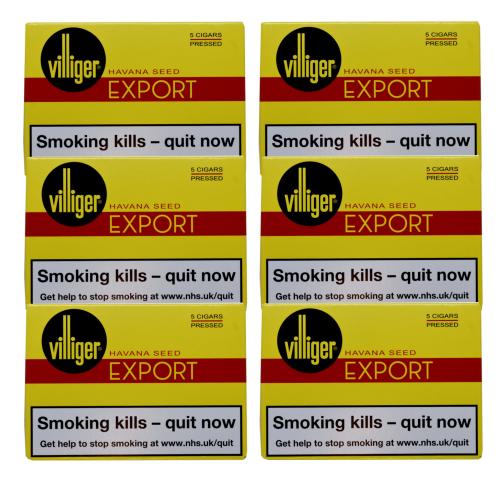Villiger Export Pressed Cigar - 6 Packs of 5 (30 cigars)