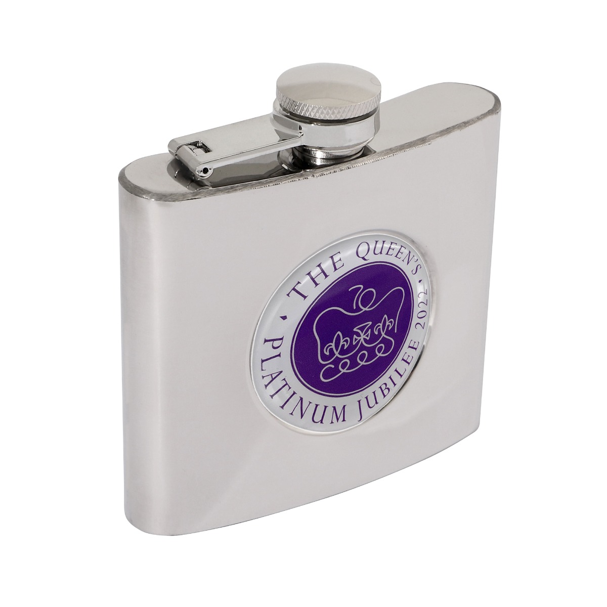 The Queens Platinum Jubilee 2022 Design Polished 5oz Hip Flask